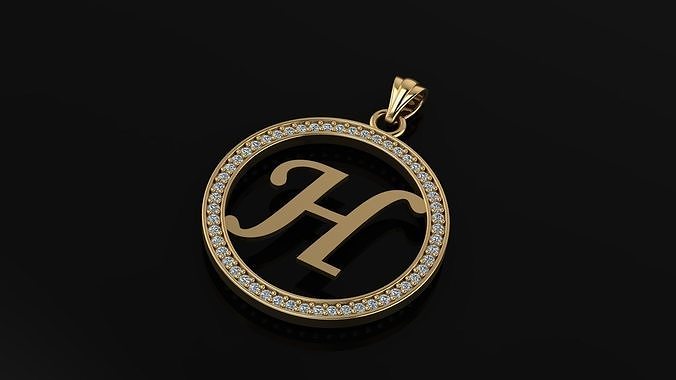Alphabet letter gemstone pendant H 3D model 3D printable | CGTrader