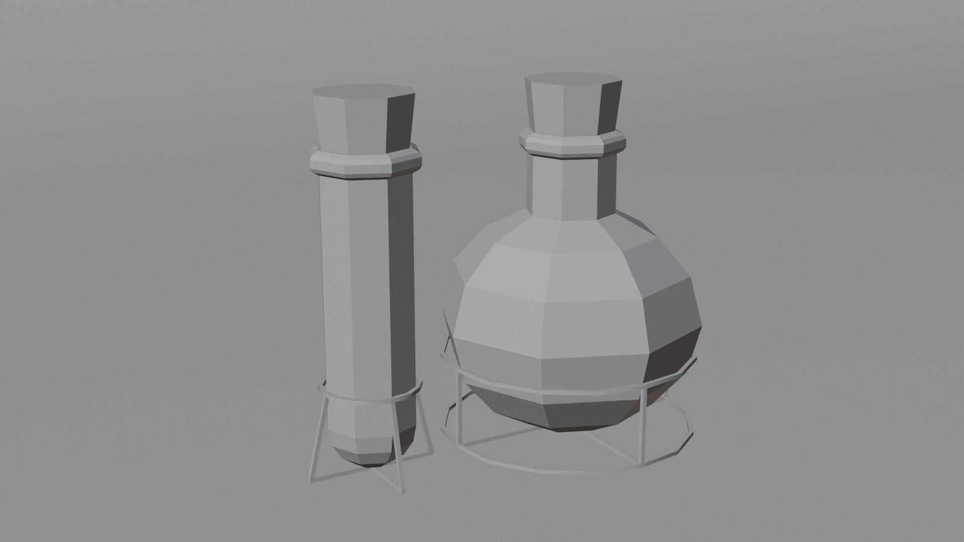 Lowpoly and Highpoly Potion Bottles free VR / AR / low-poly 3D model ...