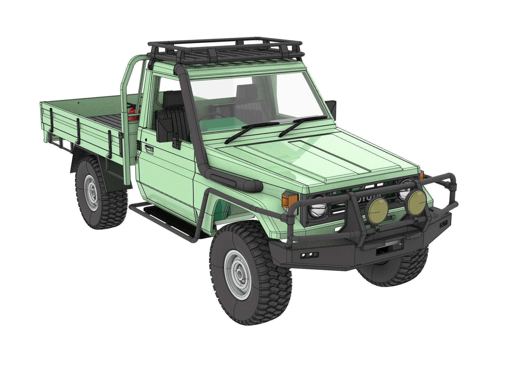 toyota land cruiser ute rc body for 1 to 10 scale RC chassis 3D model ...