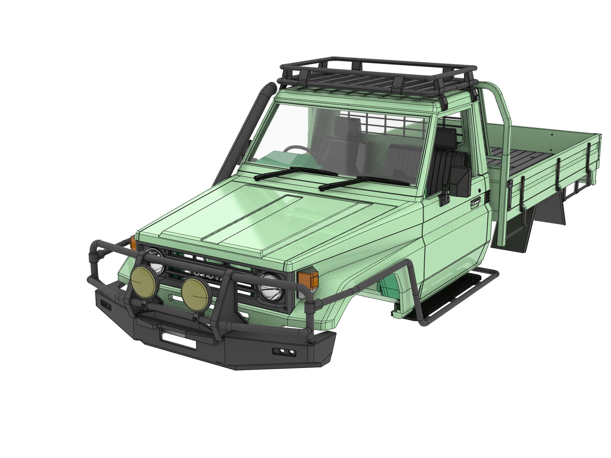toyota land cruiser ute rc body for 1 to 10 scale RC chassis 3D model ...