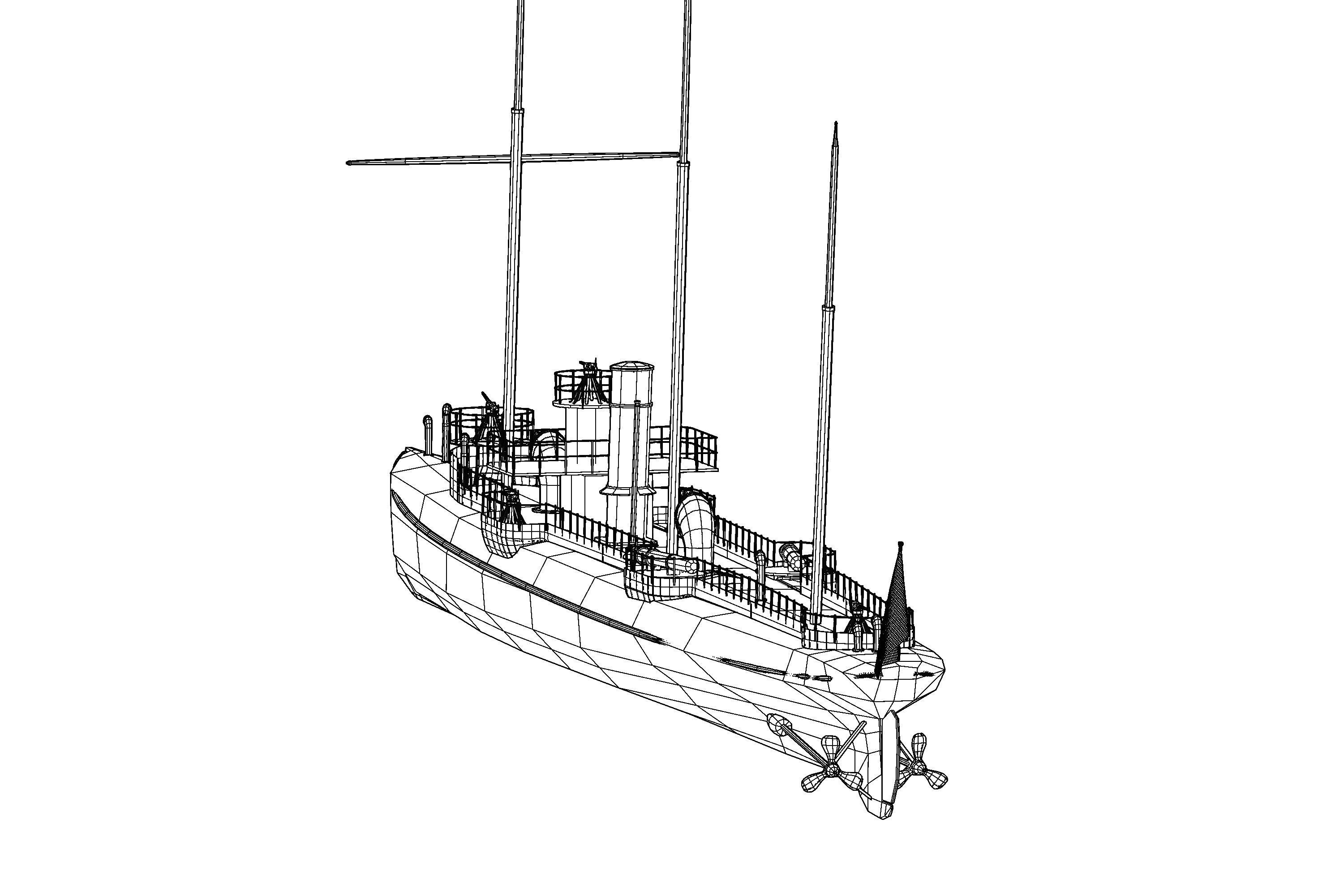 Simple model torpedo gunboat Dragonne 1885 - French Navy 3D model ...