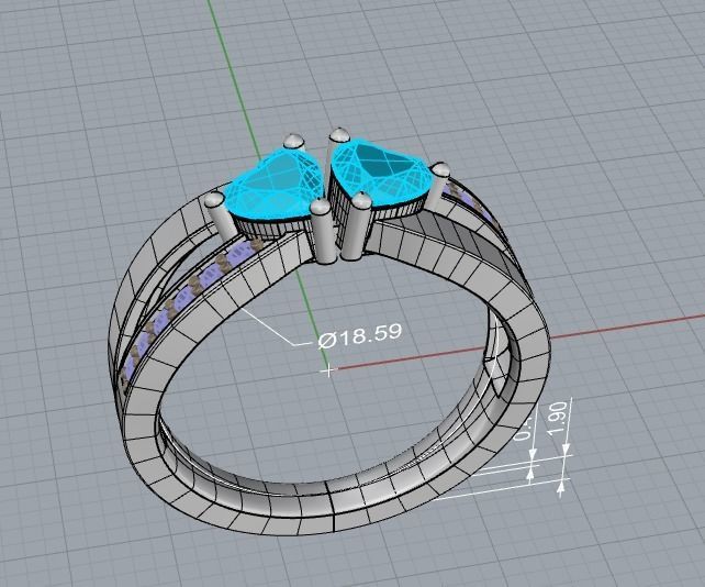 210701 R Ring with two hearts 3D model 3D printable | CGTrader