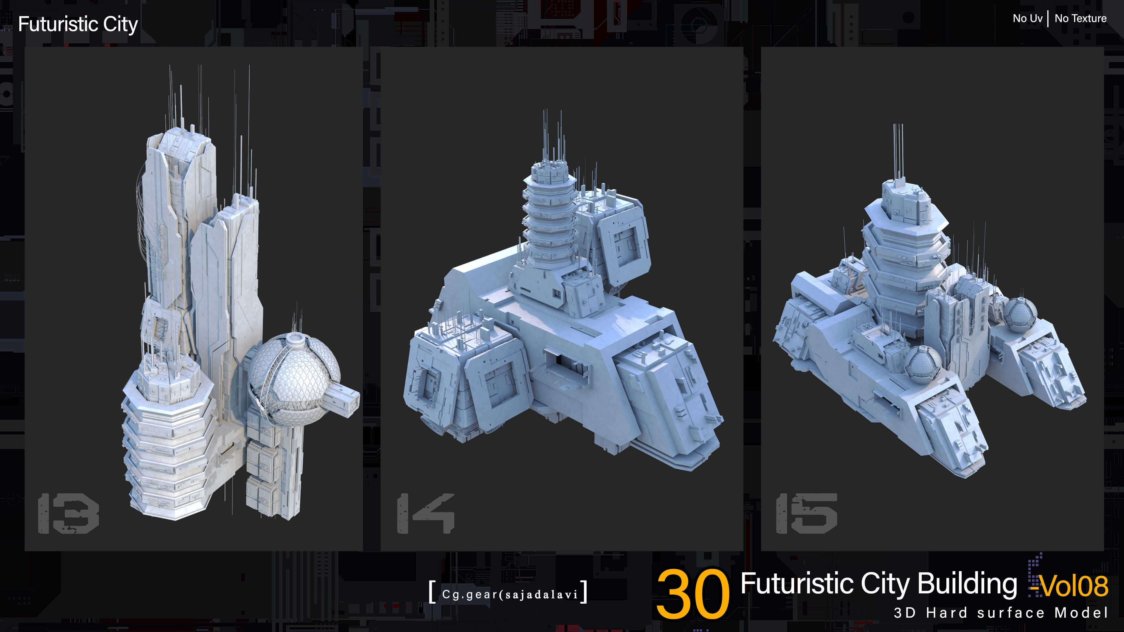 futuristic Sci-fi City Building pack vol 08 3D model | CGTrader