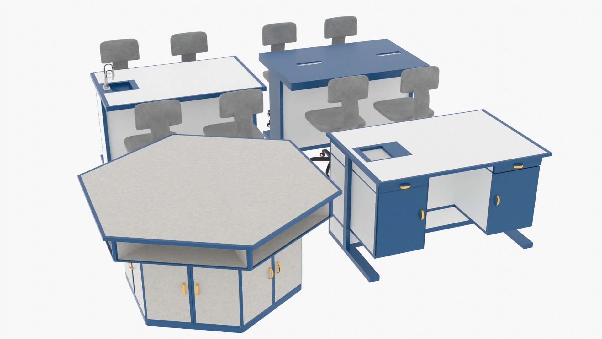 3D model laboratory desk pack VR / AR / low-poly | CGTrader