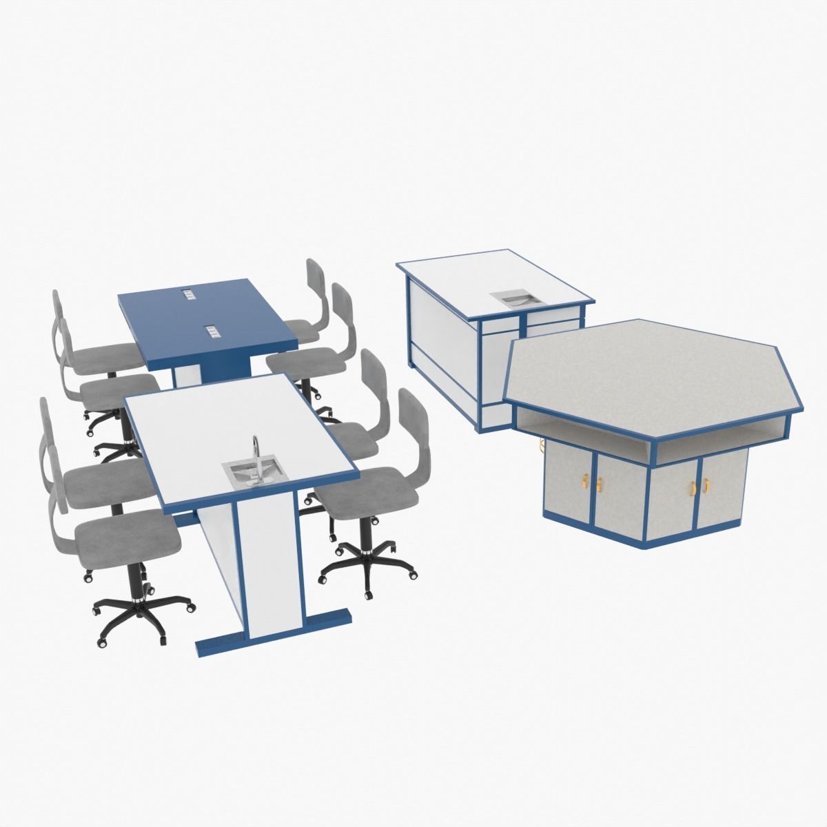 3D model laboratory desk pack VR / AR / low-poly | CGTrader
