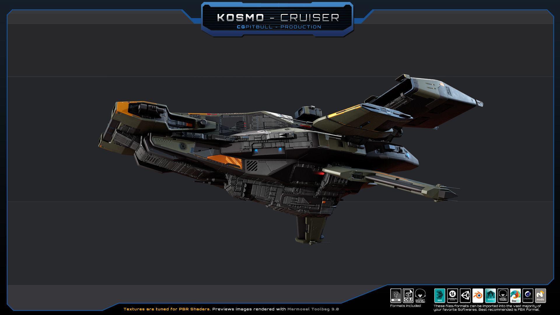 3D model KOSMO Cruiser Spacecraft VR / AR / low-poly | CGTrader