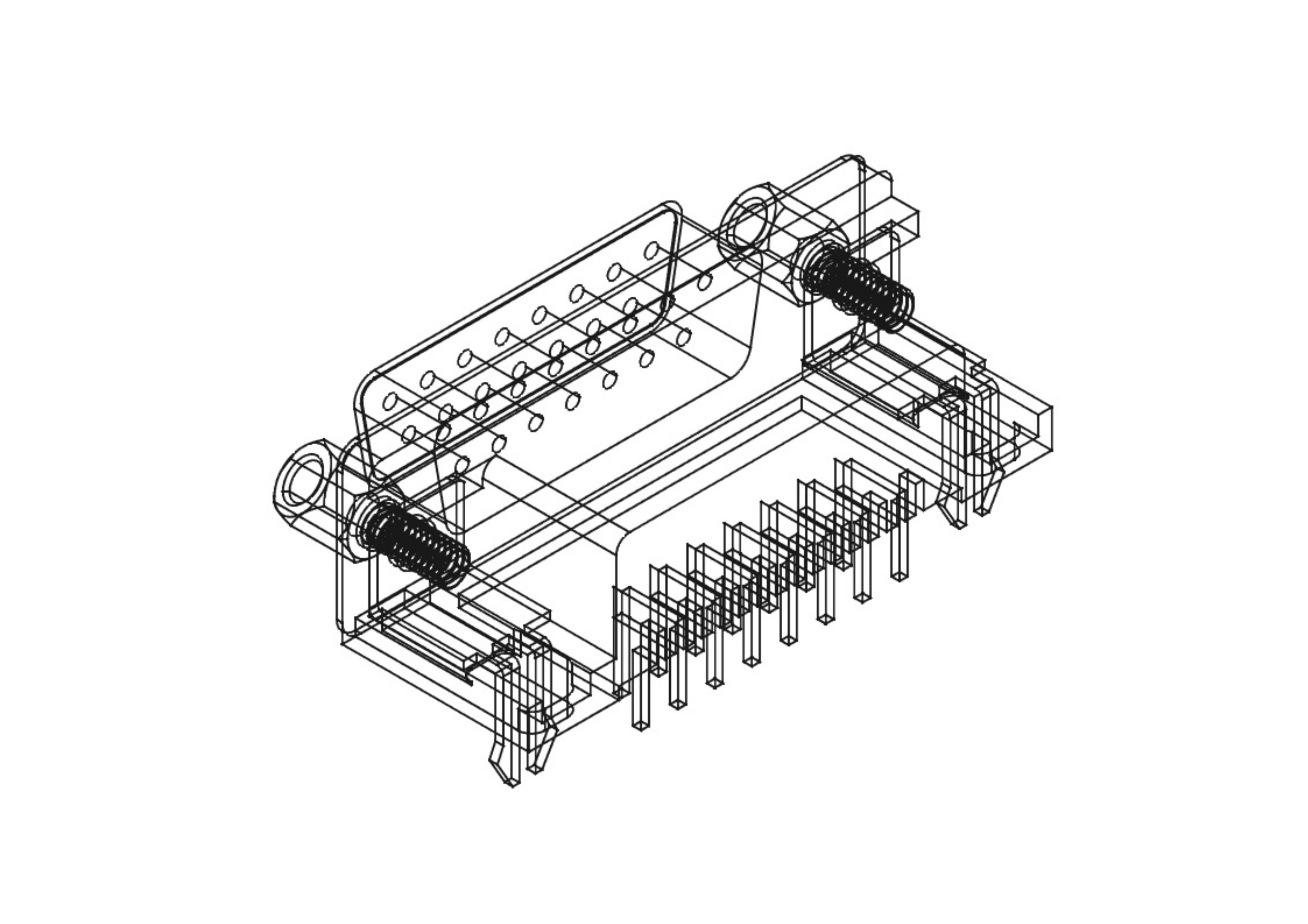 DB15 female connector elbow through hole 3D model | CGTrader