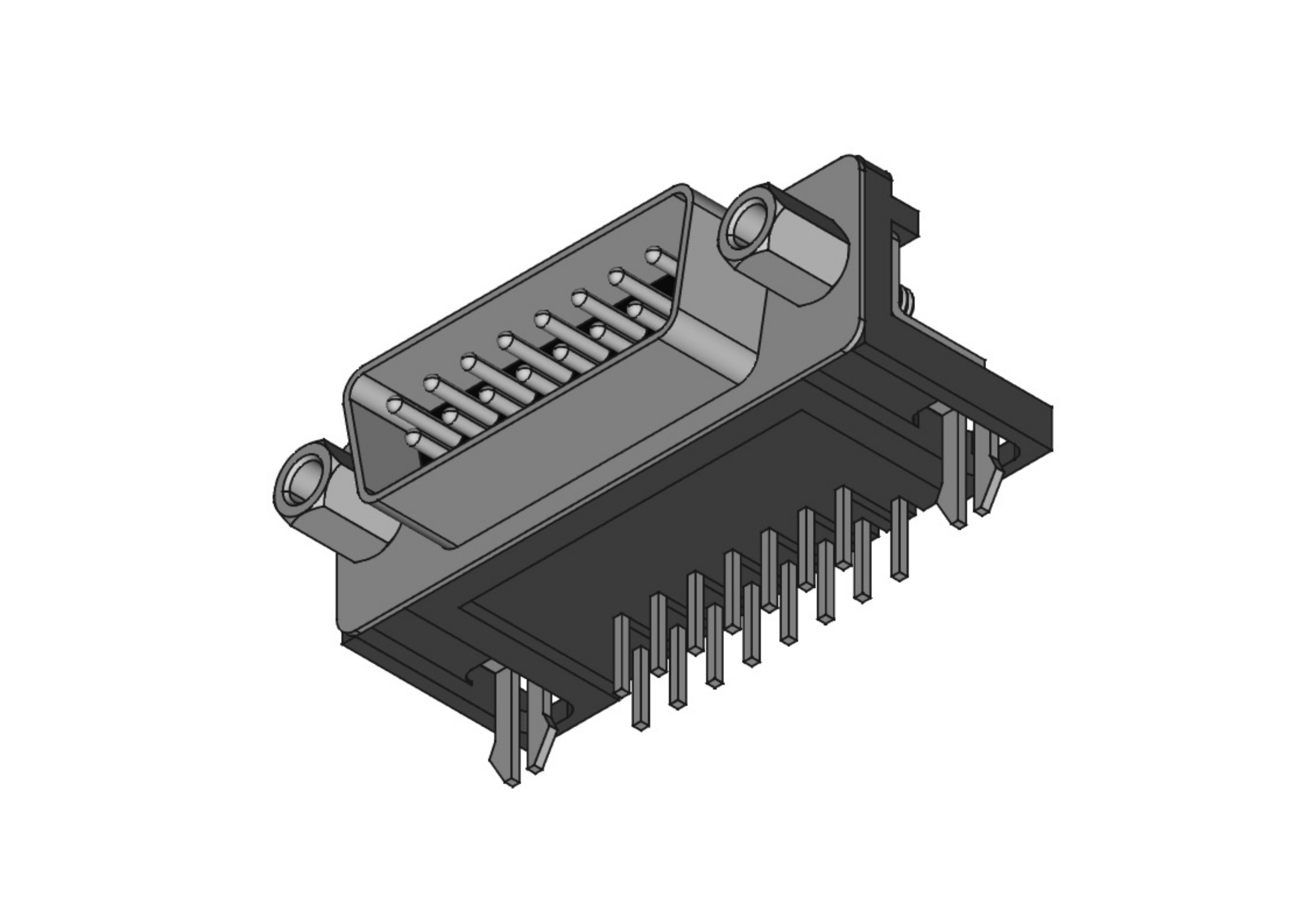 DB15 male connector elbow through hole 3D model | CGTrader