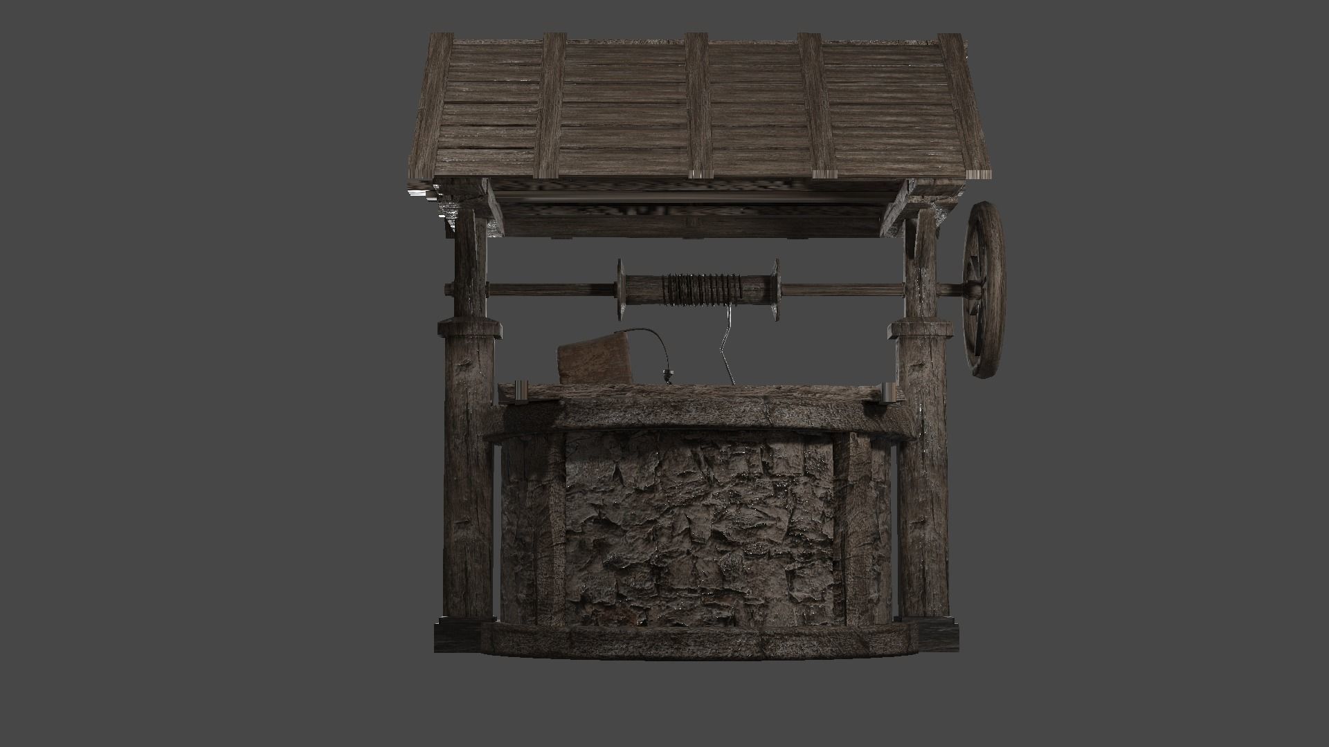 3D model Old Well Medieval with Bucket - low poly realistic VR / AR ...