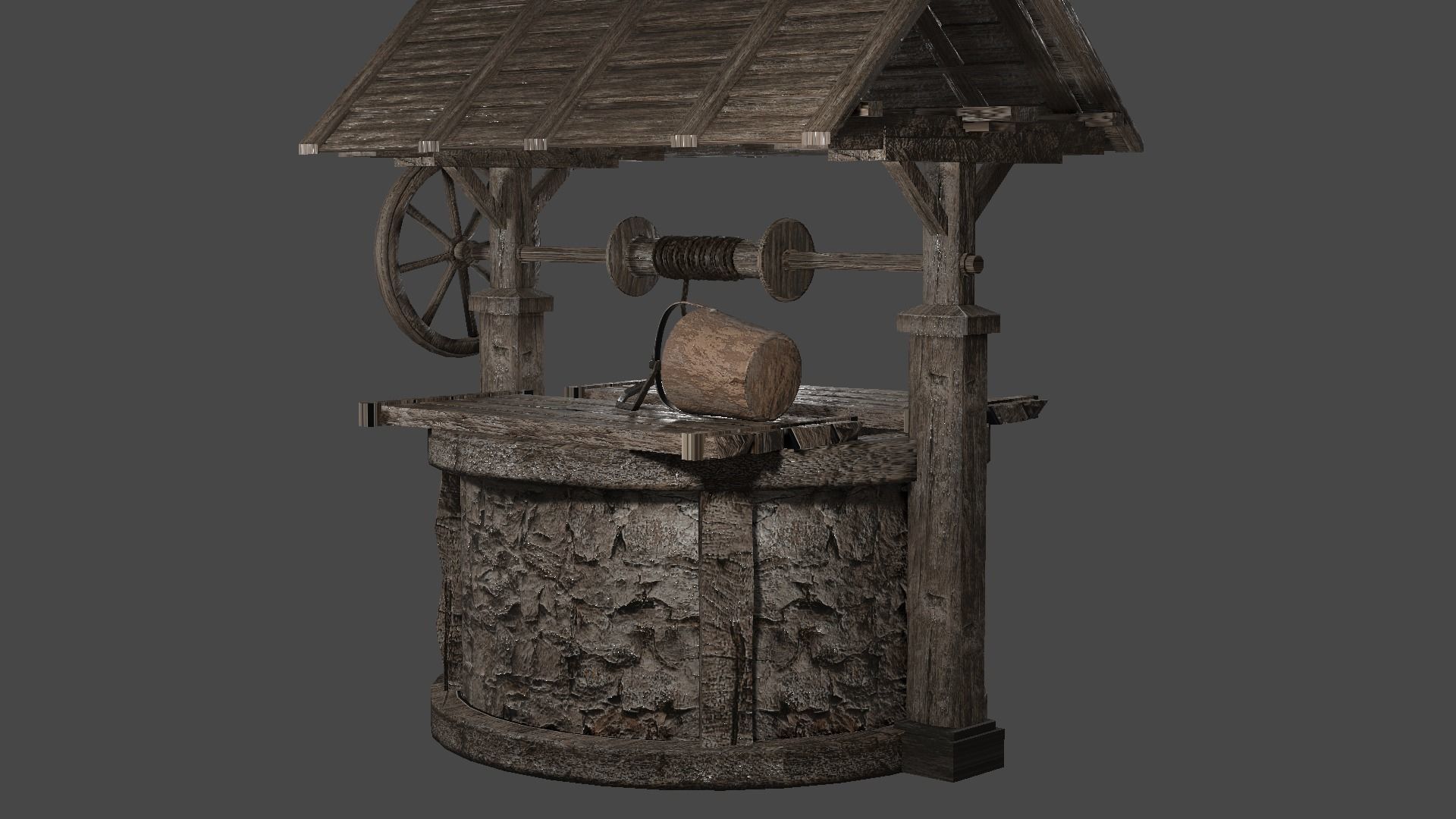 3D model Old Well Medieval with Bucket - low poly realistic VR / AR ...