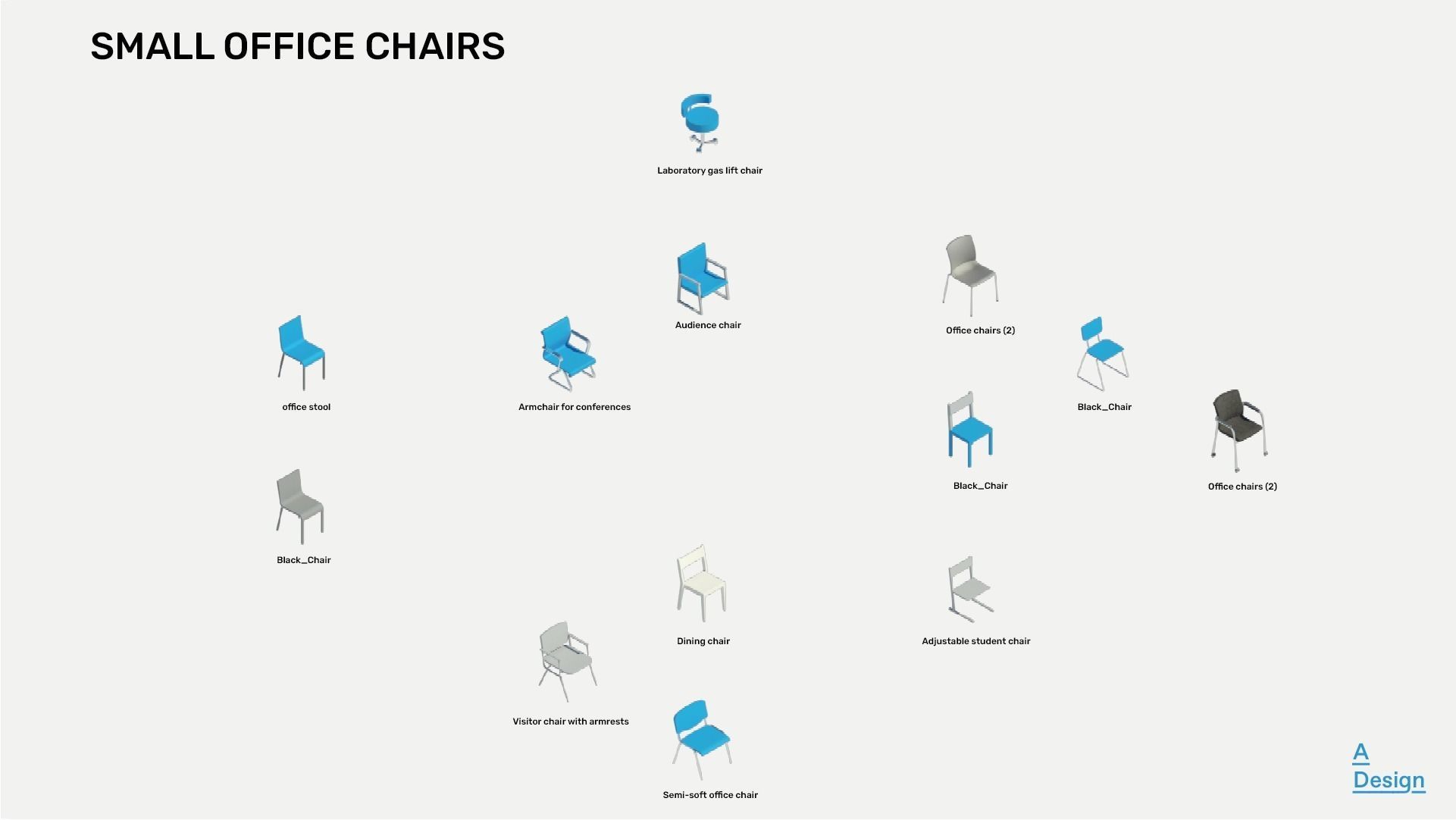 Office chairs - Pack of revit families 3D model | CGTrader