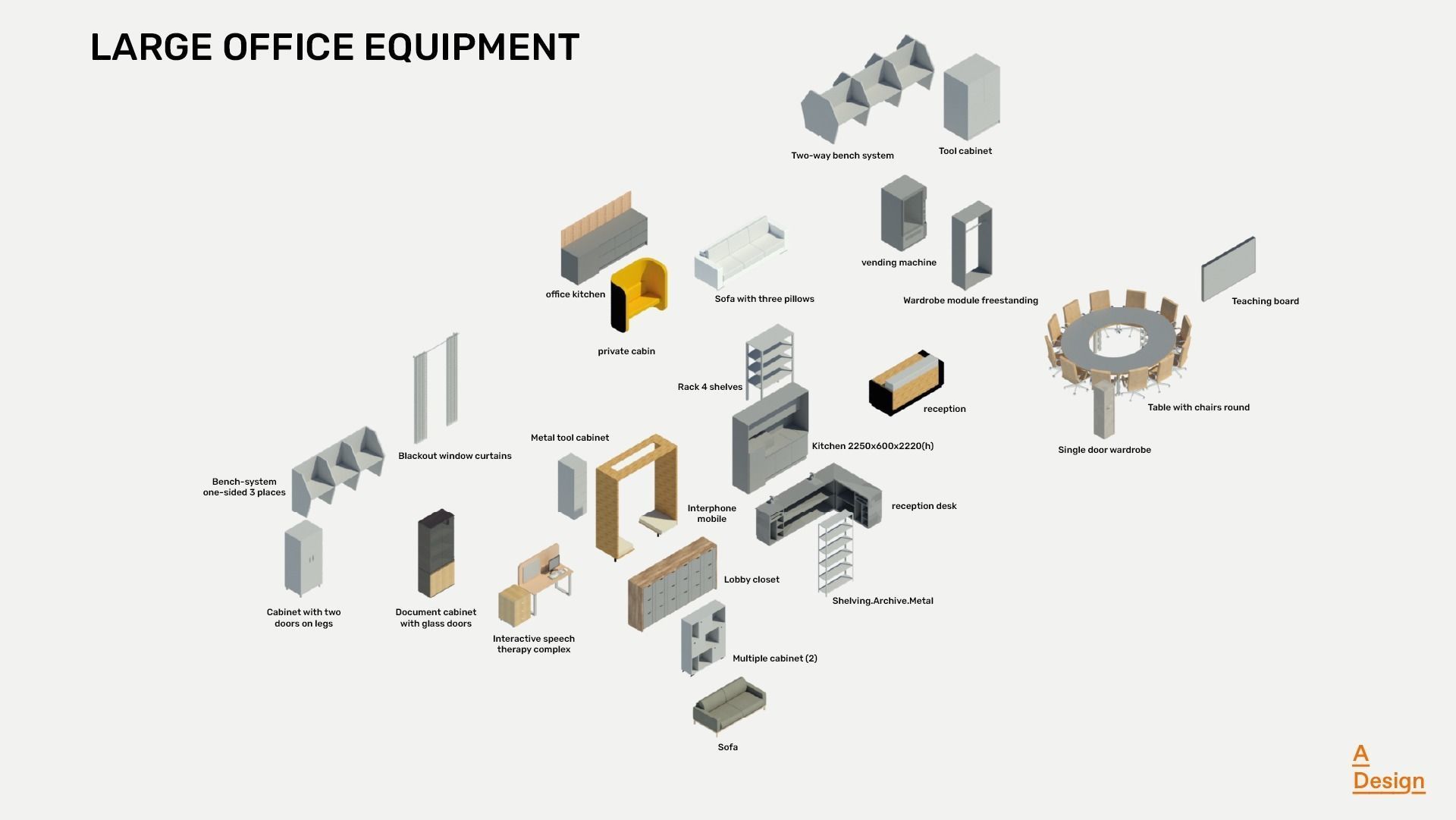 Office equipment - Pack of revit families 3D model | CGTrader