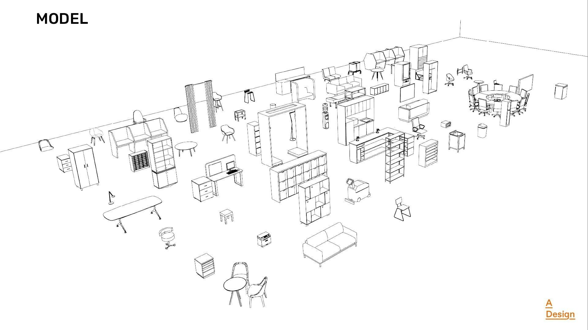 Office equipment - Pack of revit families 3D model | CGTrader