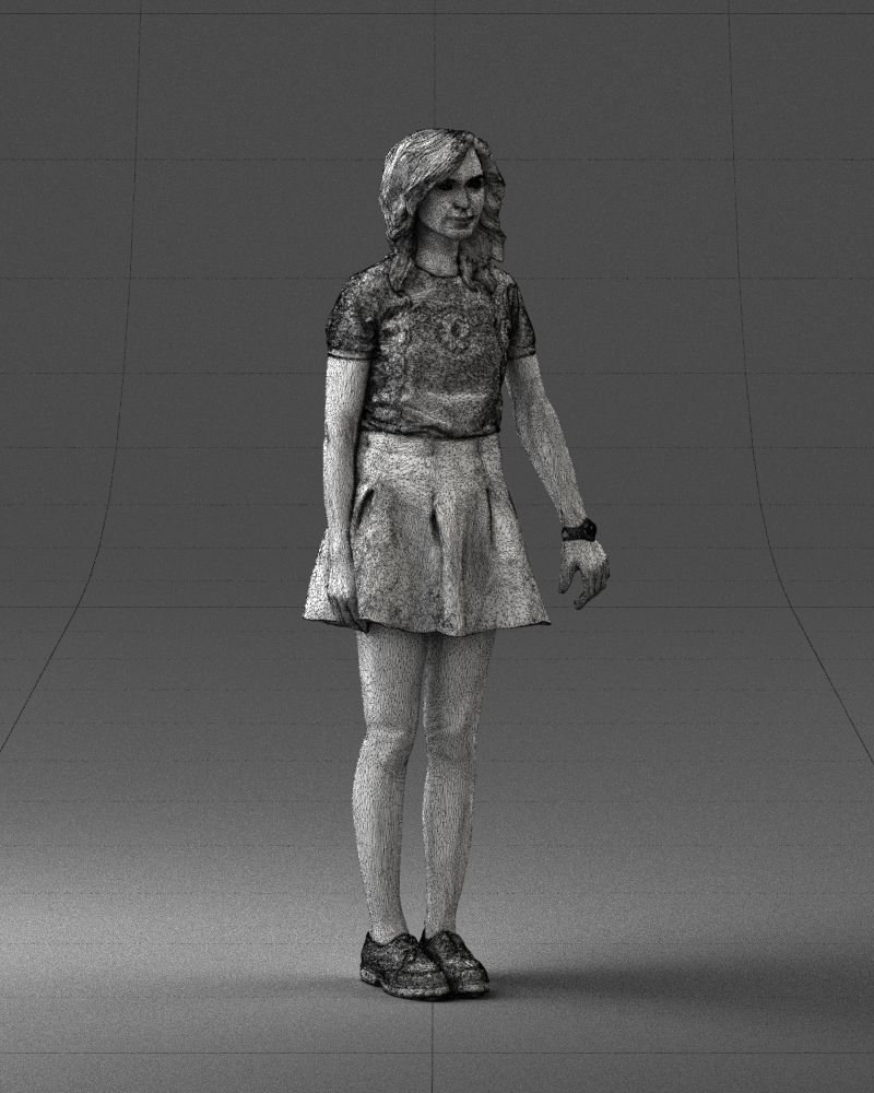 Blonde in a skirt with a tattoo 0267 3D model | CGTrader