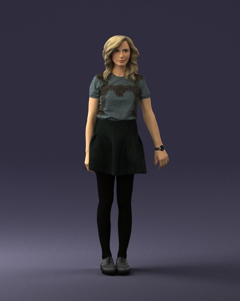Blonde in a skirt with a tattoo 0267 3D Print Ready 3D model 3D printable | CGTrader