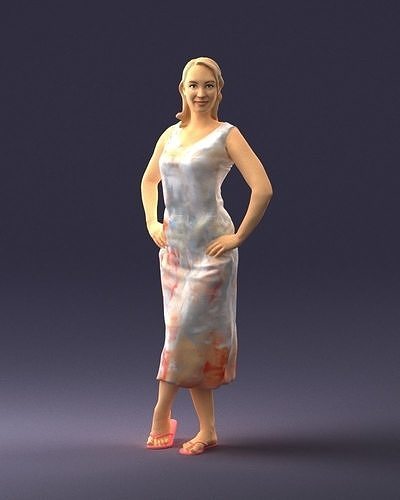 Blonde in a summer dress 0262 3D model | CGTrader