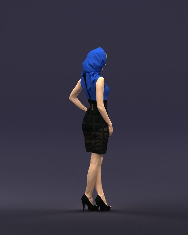 Blue headscarf woman 0426 3D Print ready 3D model 3D printable | CGTrader