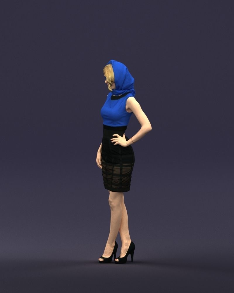 Blue headscarf woman 0426 3D Print ready 3D model 3D printable | CGTrader