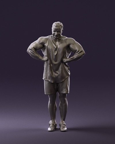 Bodybuilder in green shirt 0783 3D Print Ready 3D model 3D printable ...