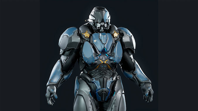 3D model Sci-Fi Heavy Armored Soldier Character with PBR materials VR ...