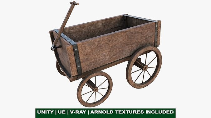 3D model Wooden Cart02 All PBR Unity UE Textures Included VR / AR / low ...