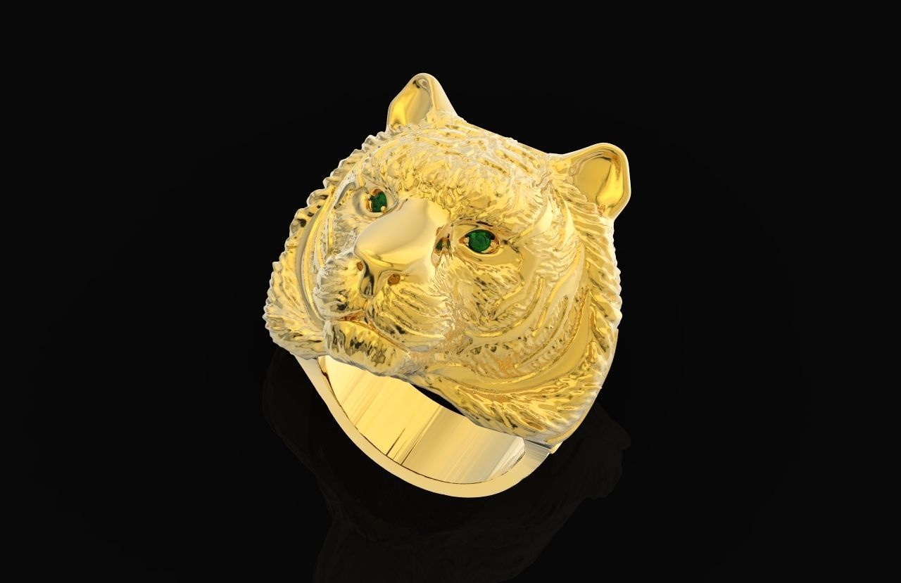 tiger male ring tiger-head 789 3D model 3D printable | CGTrader