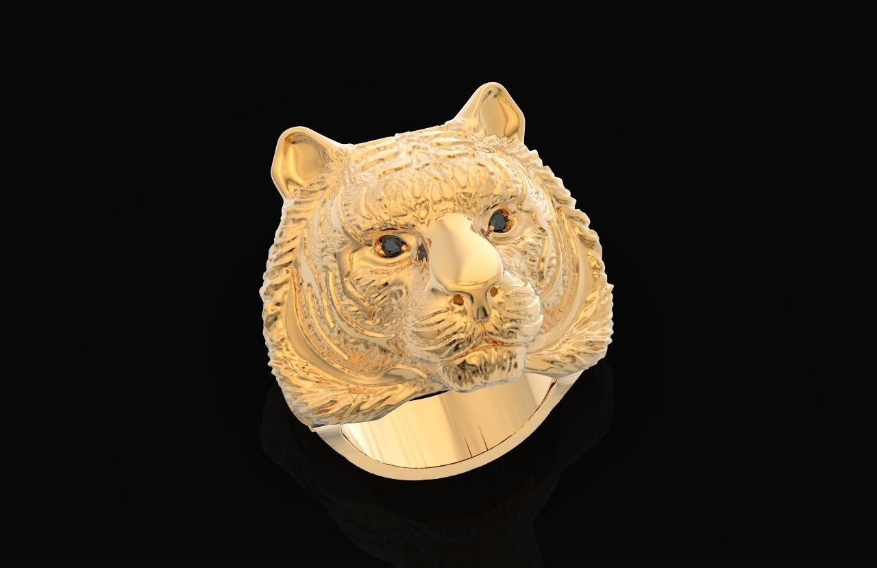 tiger male ring tiger-head 789 3D model 3D printable | CGTrader