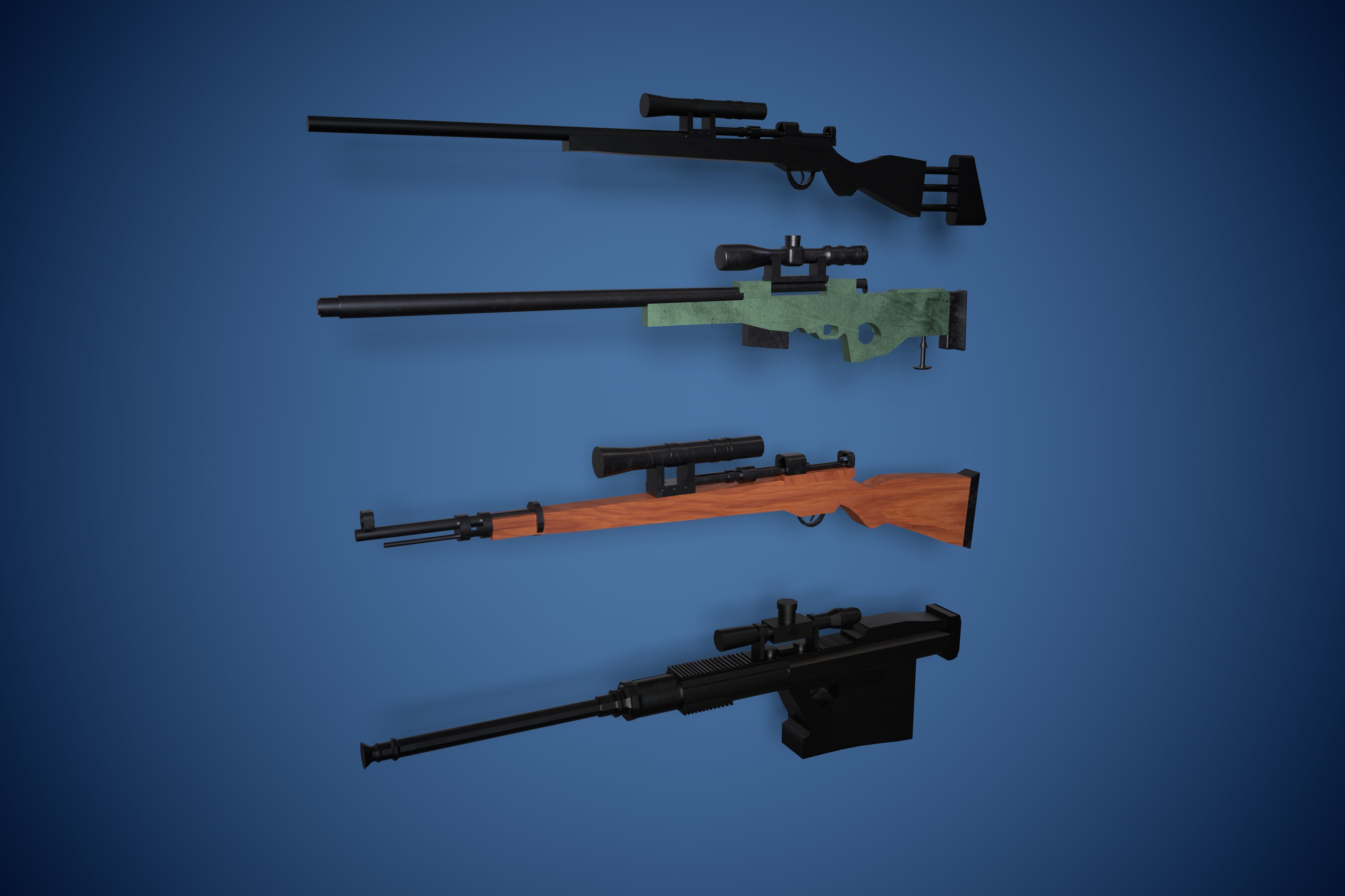 3D model Lowpoly Sniper Guns VR / AR / low-poly | CGTrader