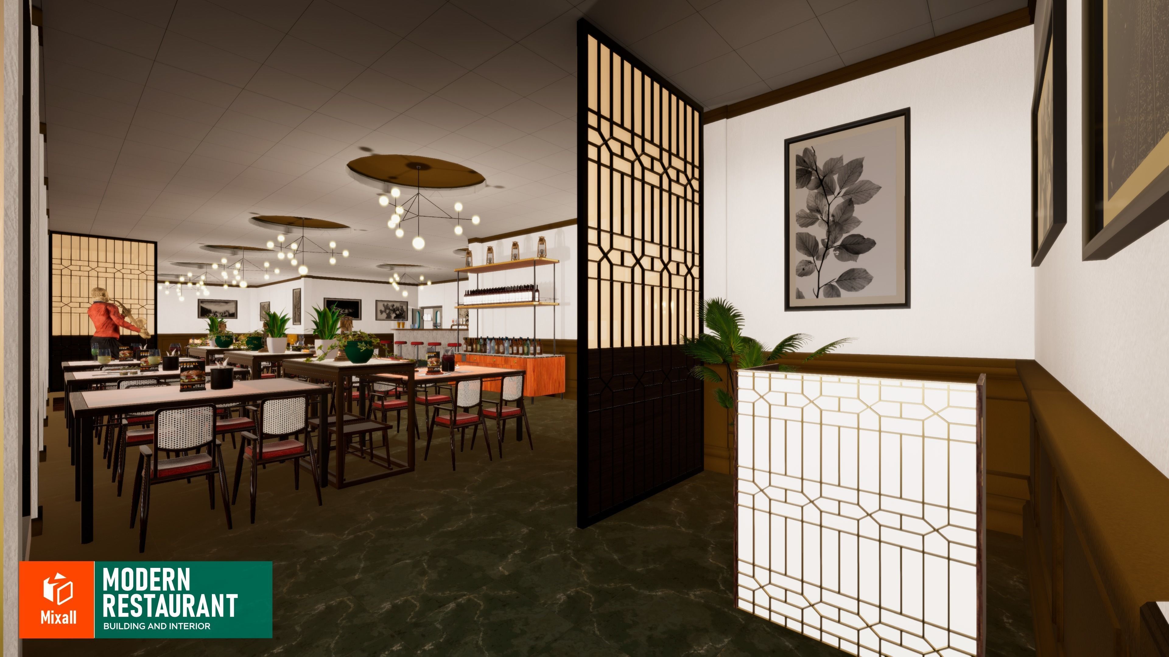 Modern restaurant - building and interior 3D model | CGTrader