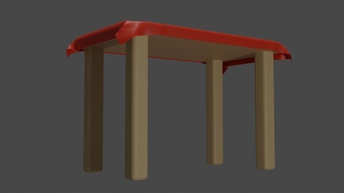 Low Poly Table with cloth 3D model | CGTrader