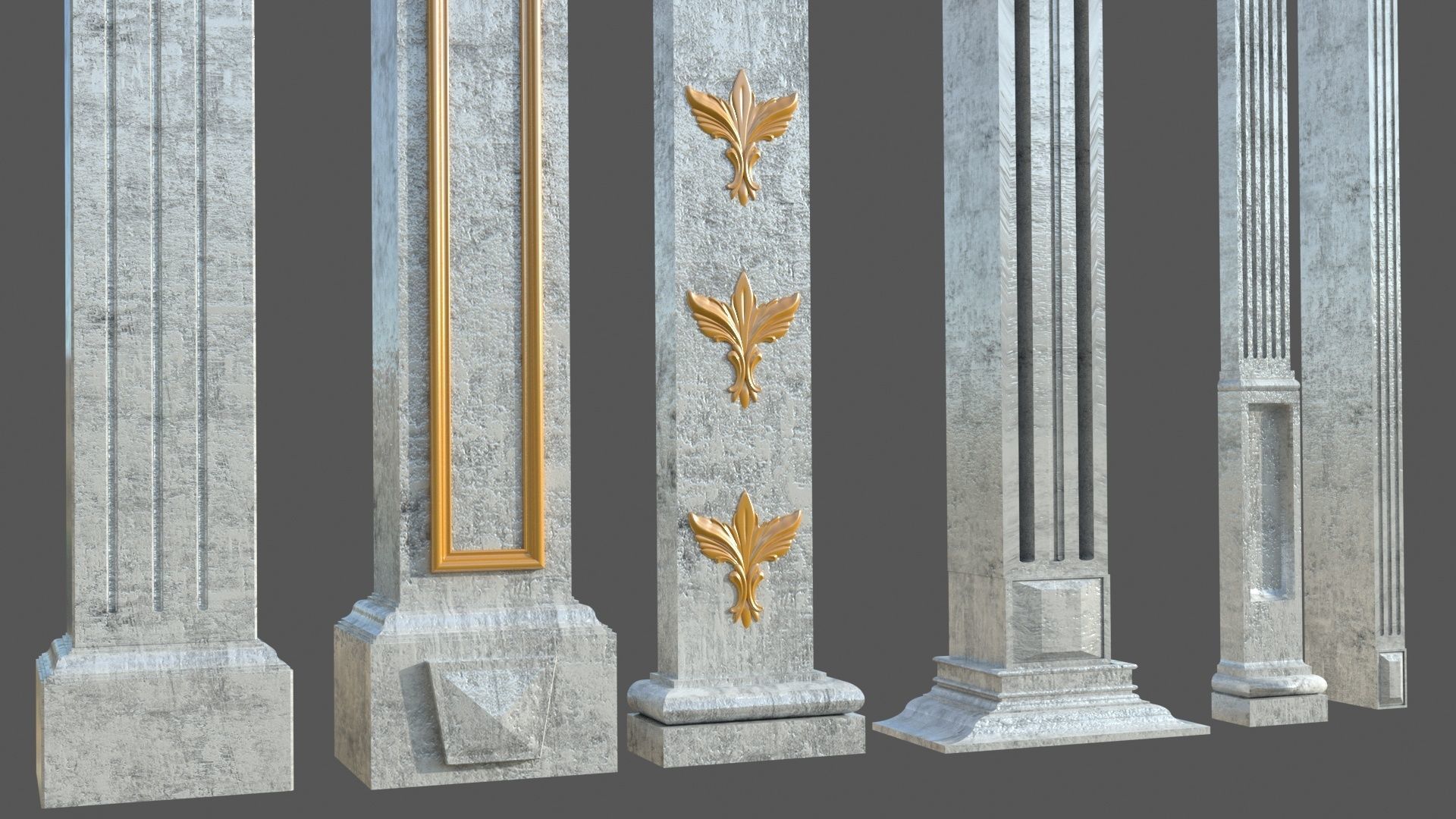 Colone set of marble columns 3D model | CGTrader