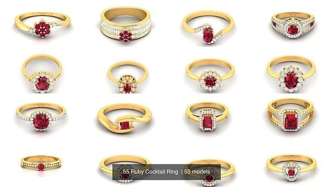 55 Ruby Cocktail Ring 3D Model Collection | CGTrader