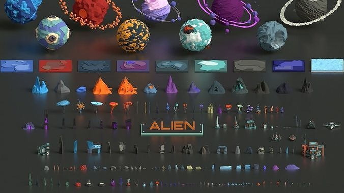 3D model Low Poly Space Alien Worlds 3D Asset Pack VR / AR / low-poly ...