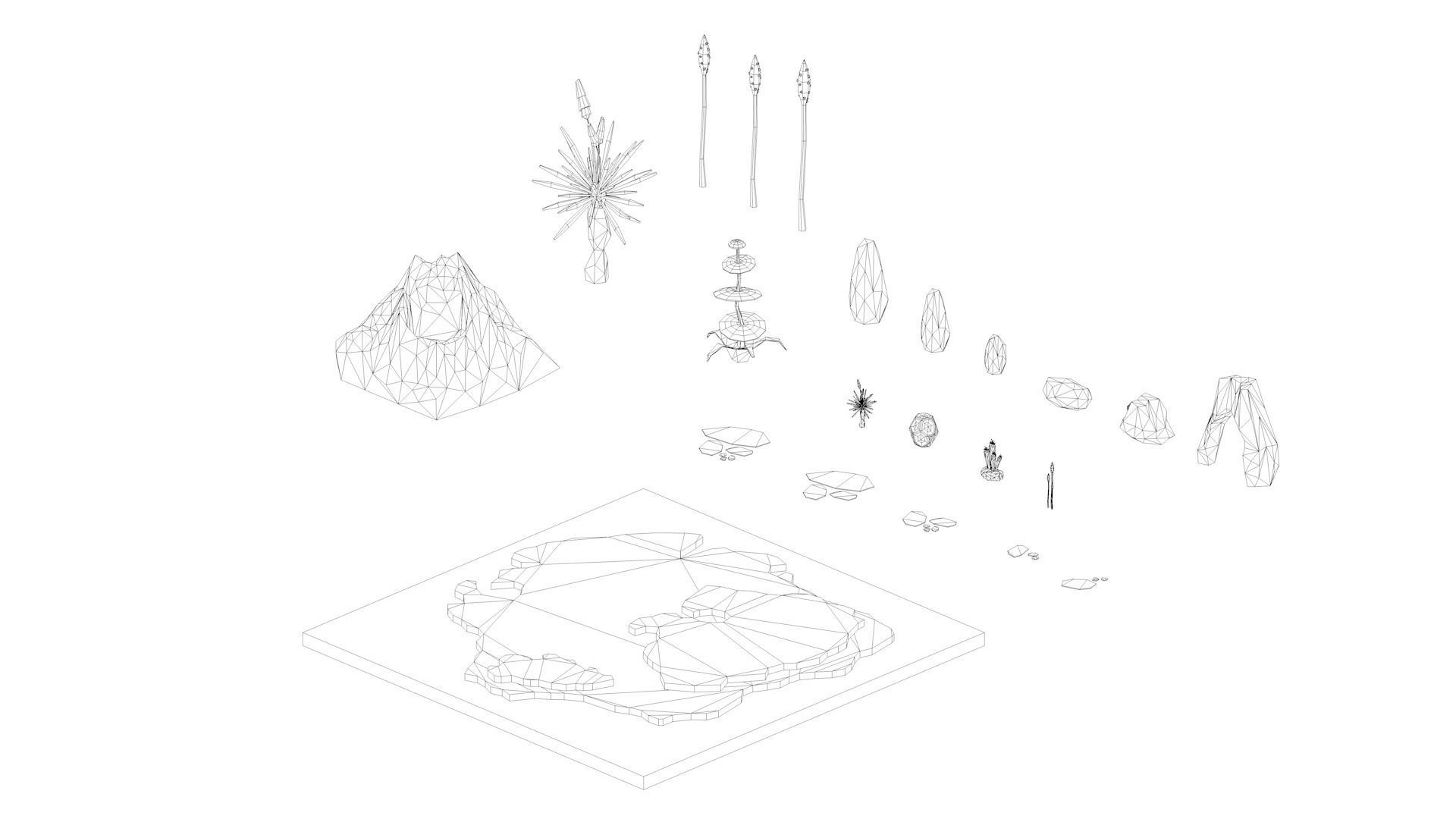 3D model Low Poly Space Alien Worlds 3D Asset Pack VR / AR / low-poly ...