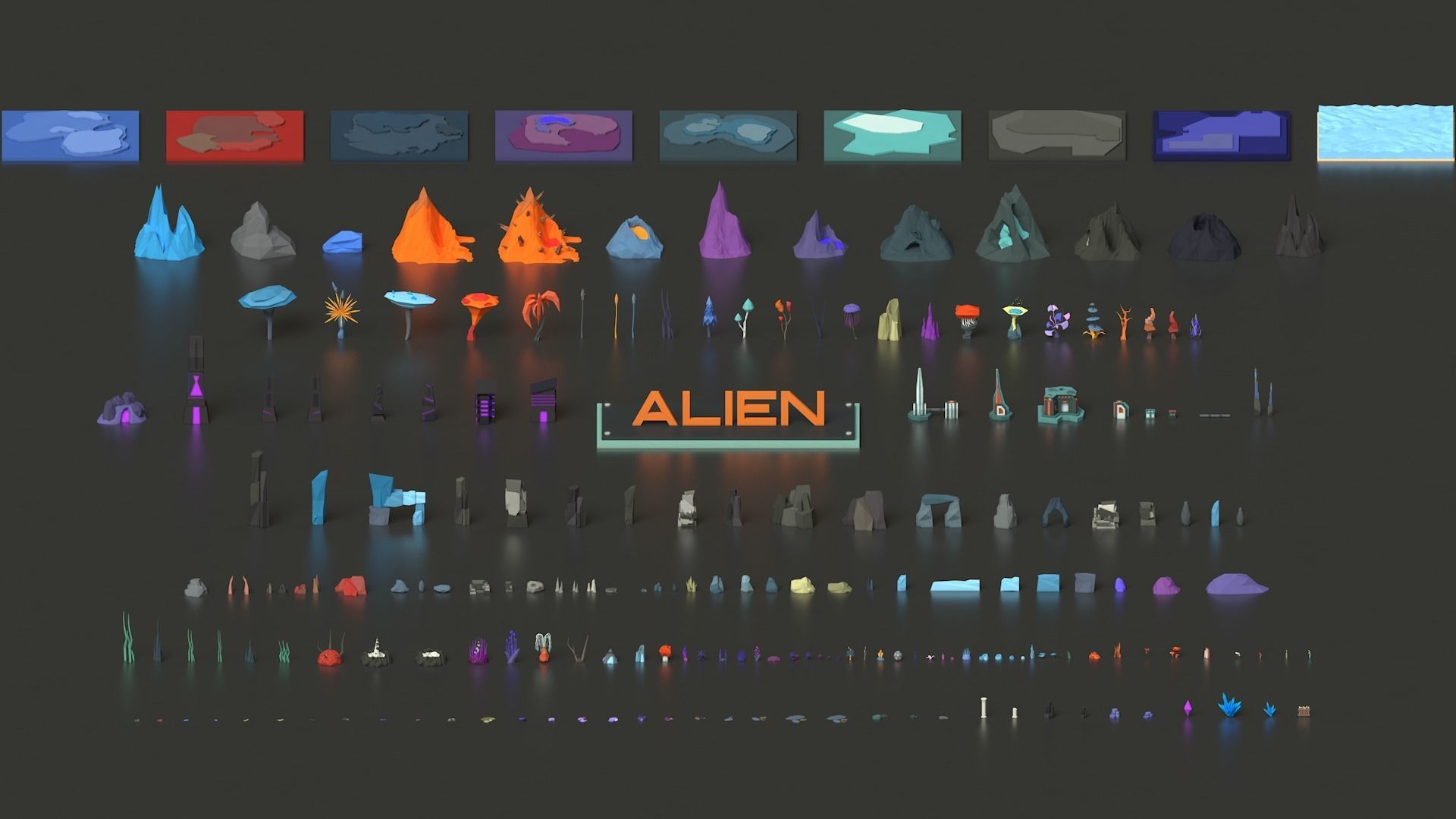 3D model Low Poly Space Alien Worlds 3D Asset Pack VR / AR / low-poly ...