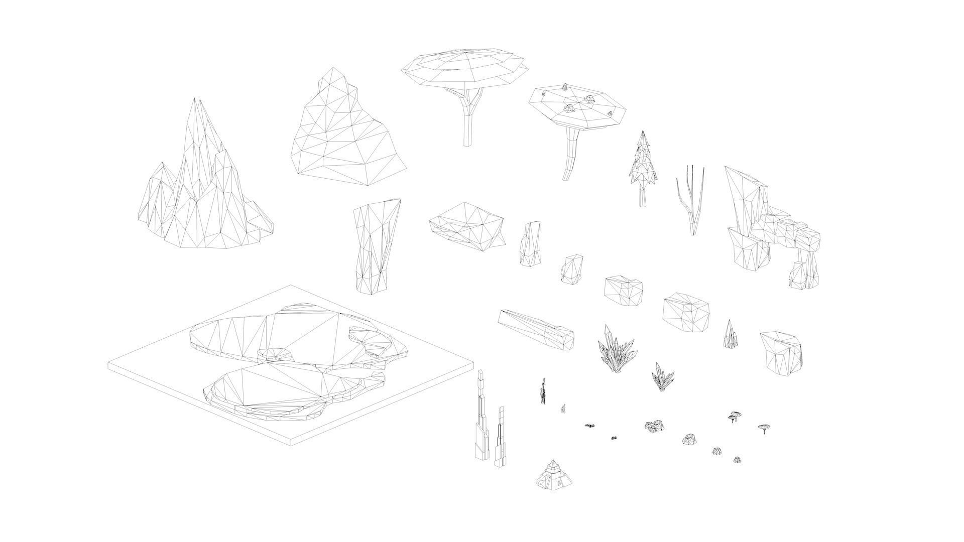 3D model Low Poly Space Alien Worlds 3D Asset Pack VR / AR / low-poly ...