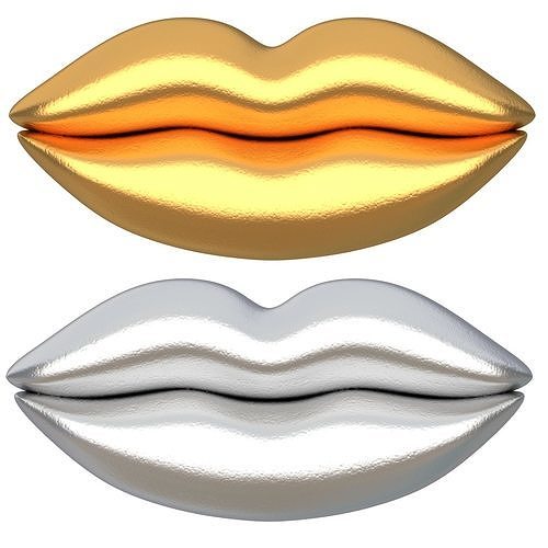 Lips Icon Gold And Silver 3D model | CGTrader