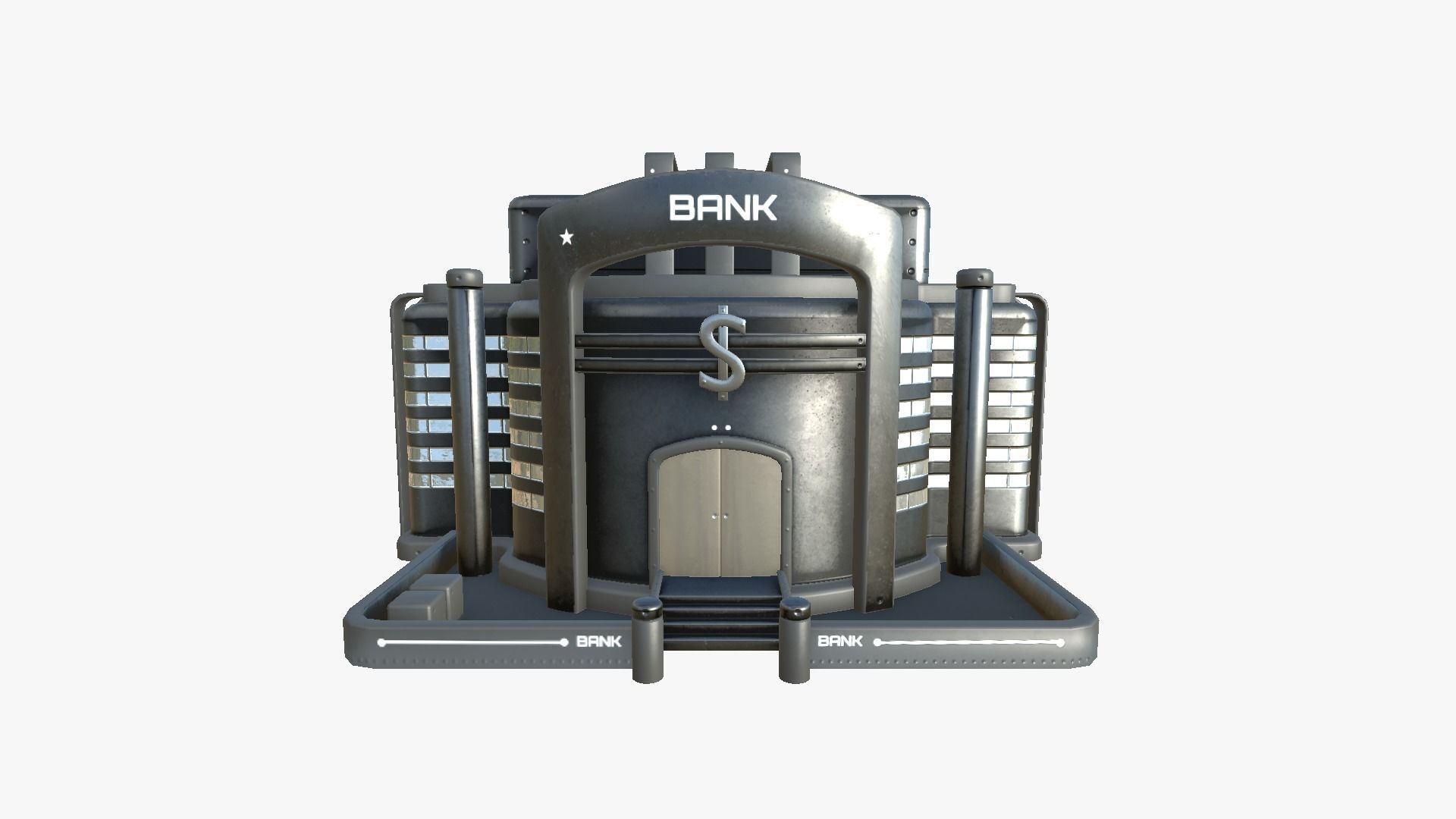 3D model SciFi Bank A09 Dark Metal - Sci Fi Exterior Design VR / AR ...