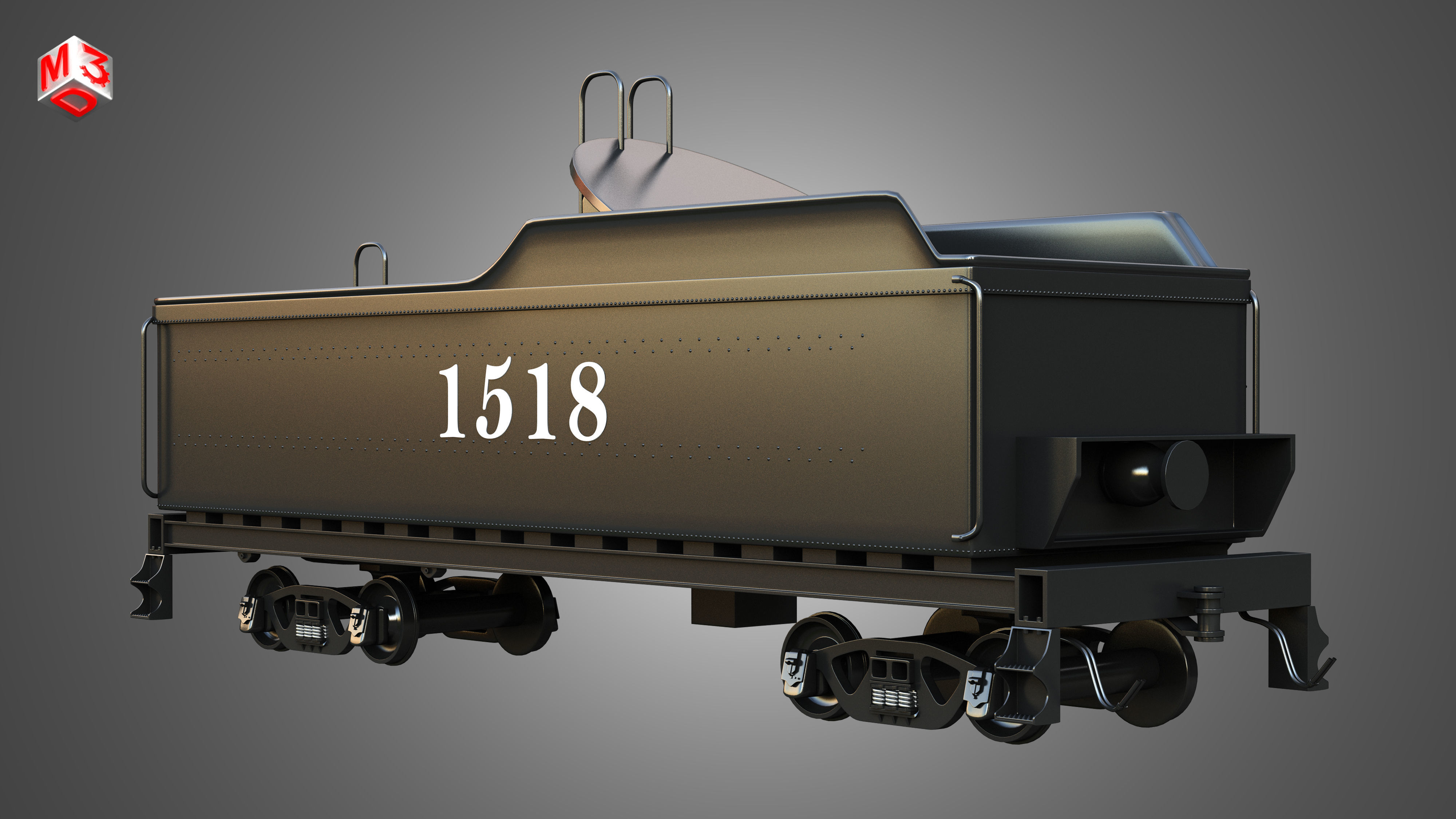 ICRR 1518 - Steam Locomotive With Coal Wagon 3D model | CGTrader