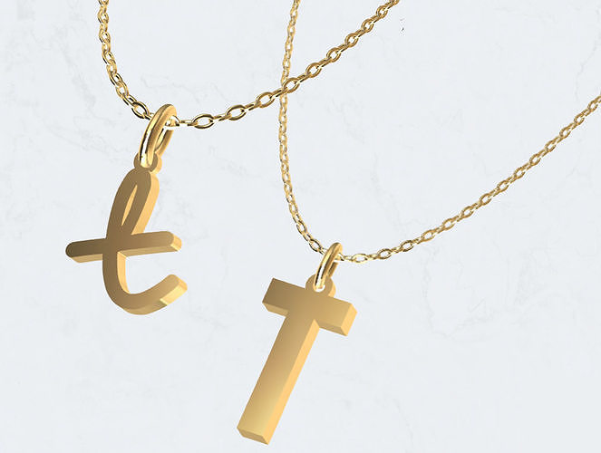 T - Letter Alphabet Pendant Necklace 3D model 3D printable | CGTrader