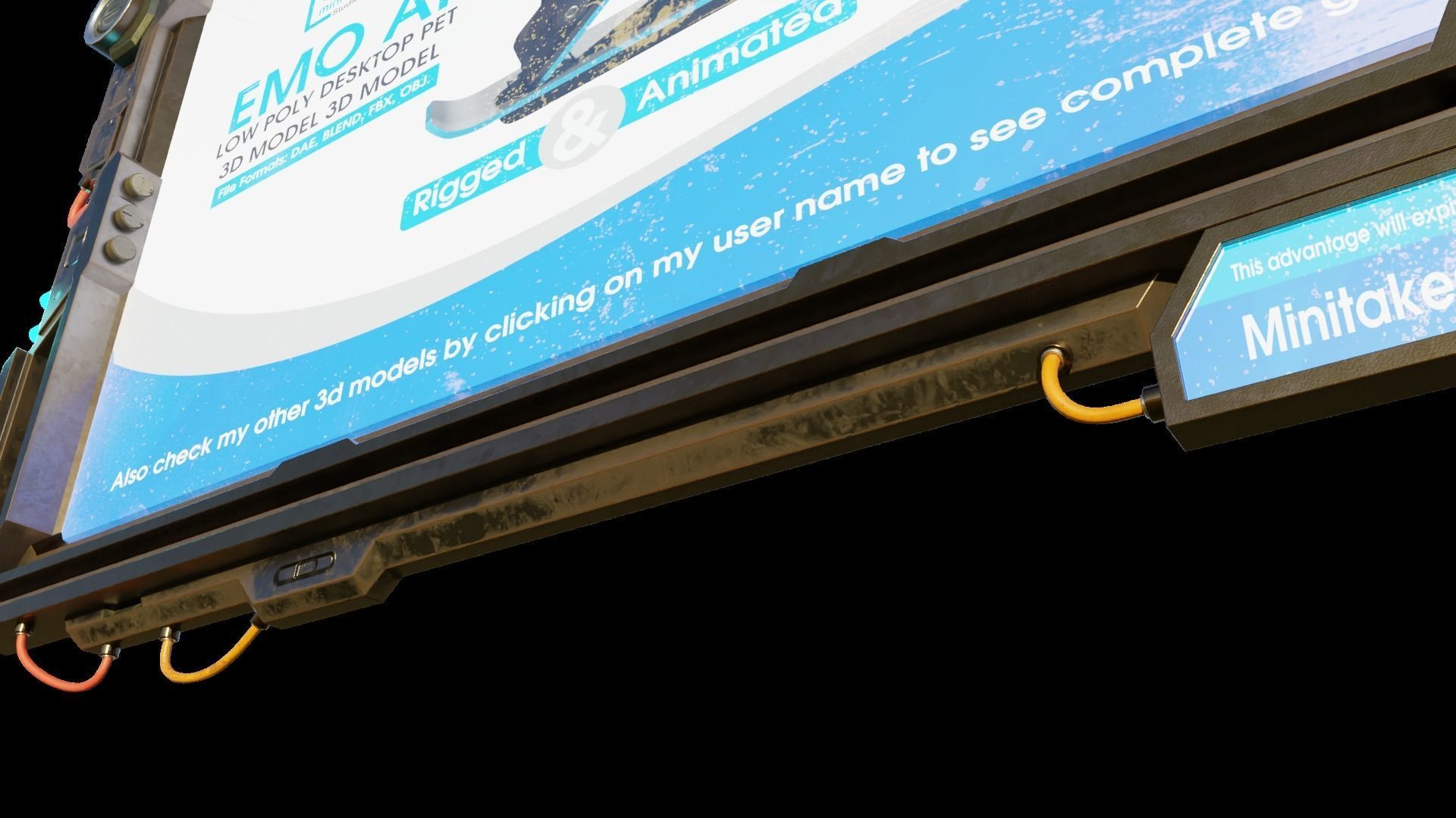 Big Digital Steel Billboards Low-poly 3D model 3D model | CGTrader