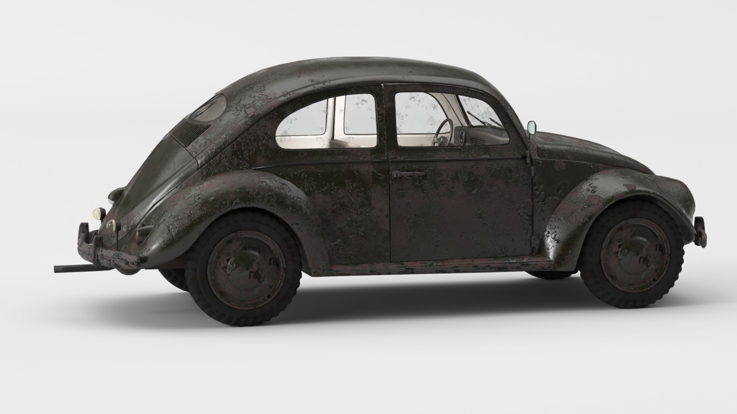 3D model VW Style Beetle Bug Old Rusty WW2 Wrecked Car VR / AR / low ...