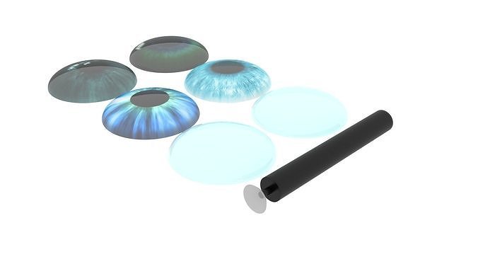 Contact Eye Lenses Set With Eye Lens Suction Cup Tweezer 3D model ...