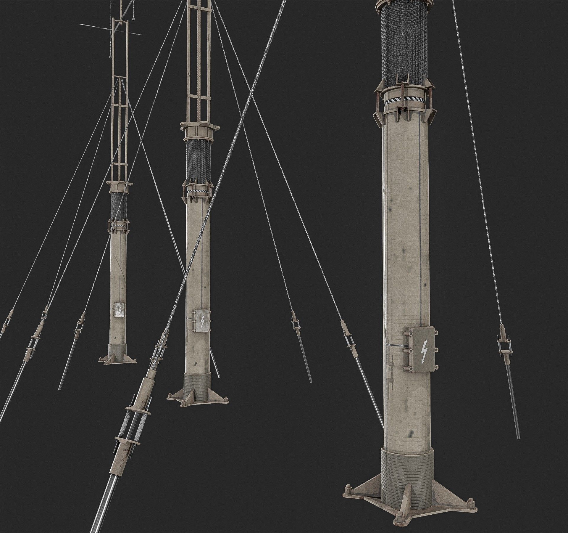 3D model Army Antenna Pack 3 Types VR / AR / low-poly | CGTrader