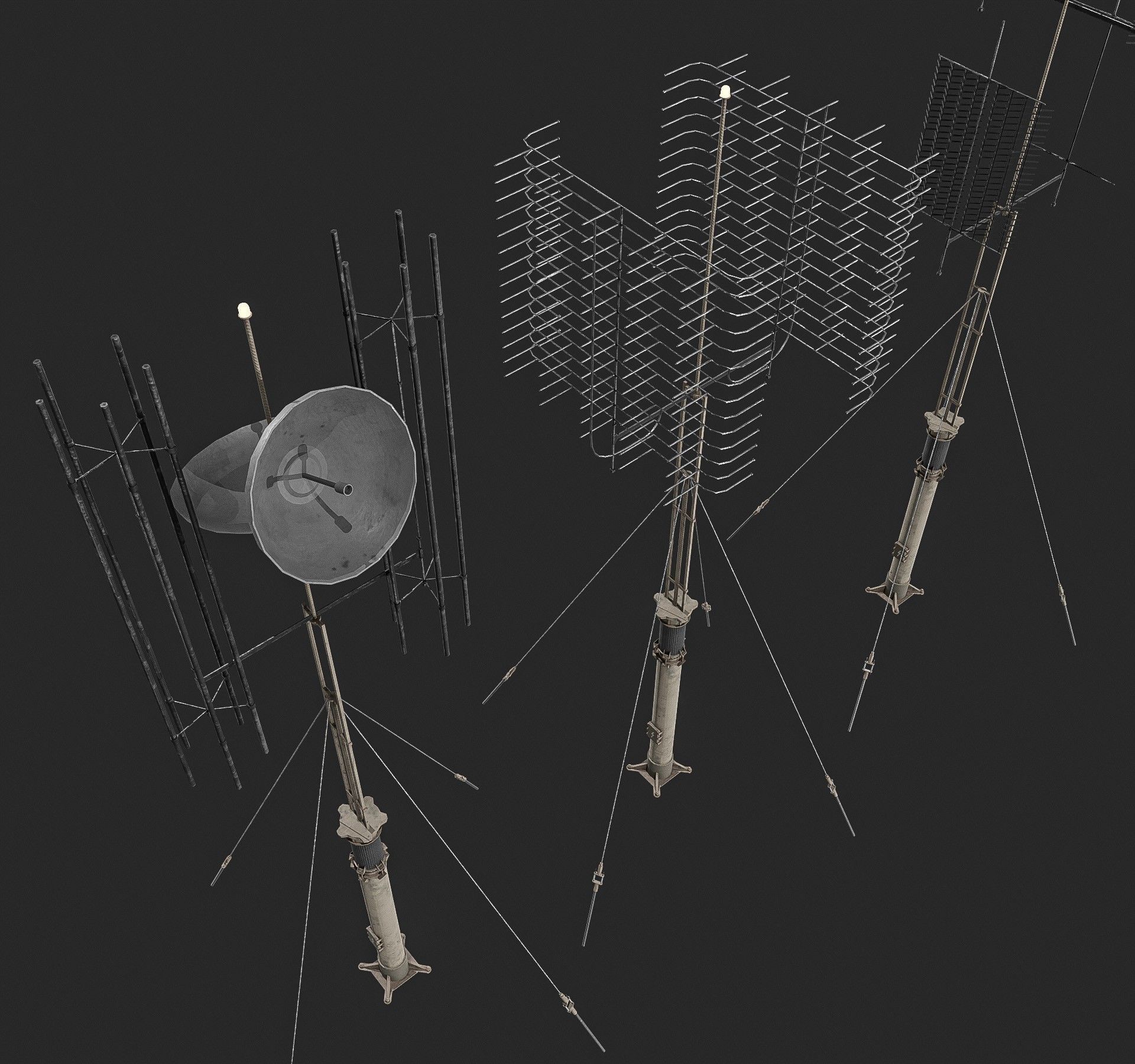 3D model Army Antenna Pack 3 Types VR / AR / low-poly | CGTrader