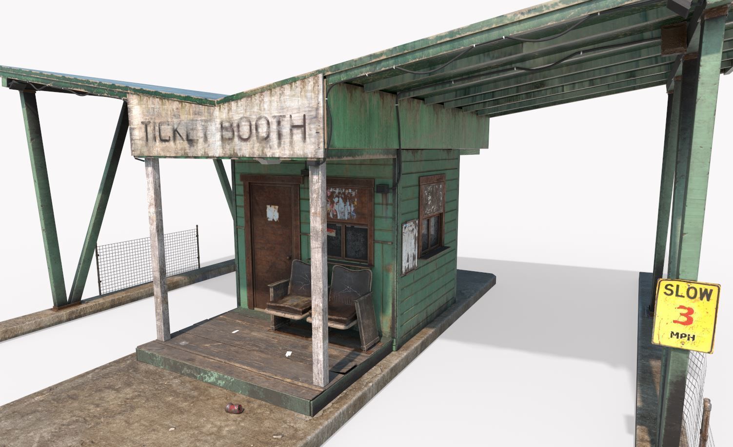 Old Park Entrance And Ticket Booth 3D model | CGTrader