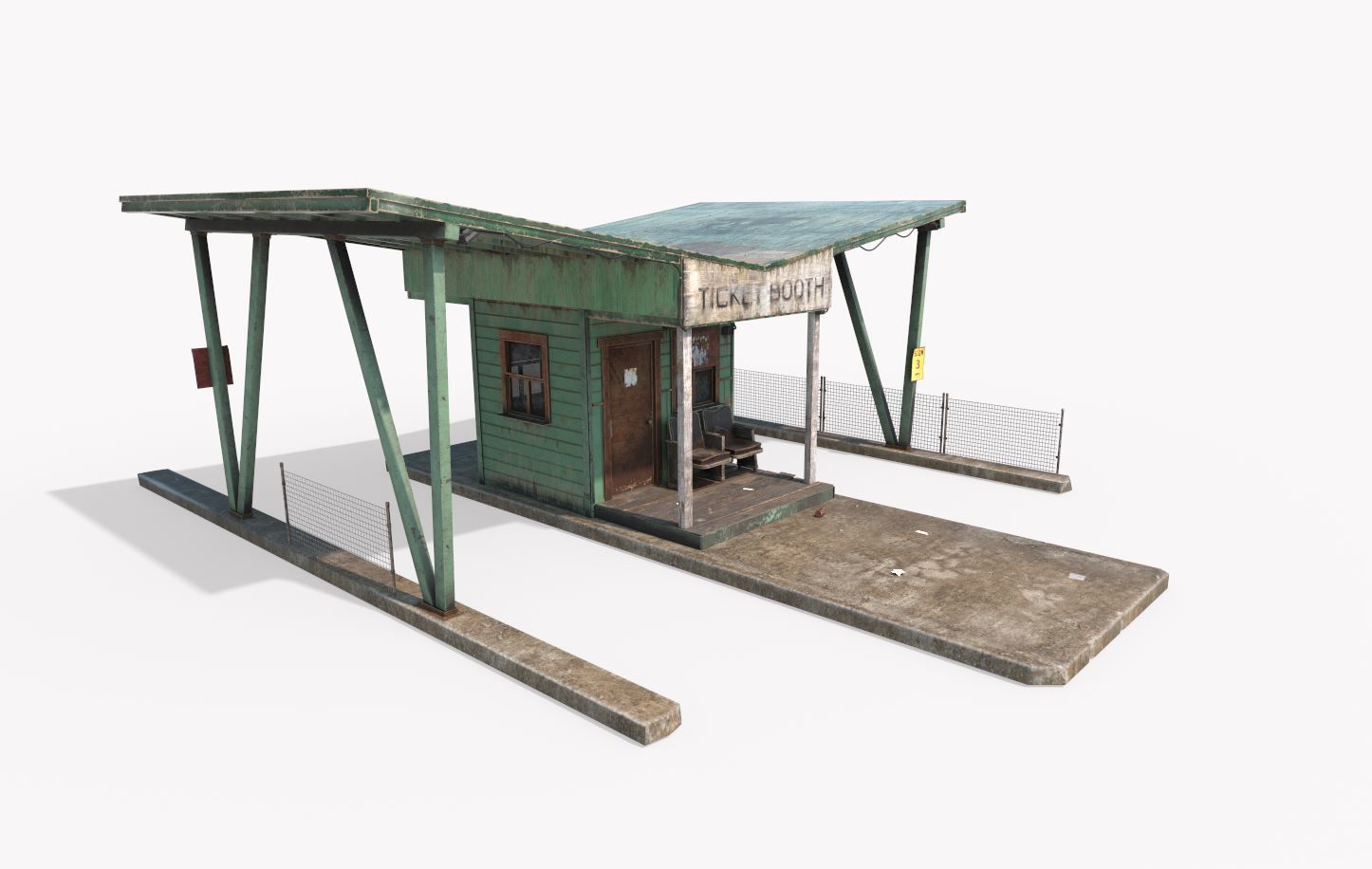 Old Park Entrance And Ticket Booth 3D model | CGTrader