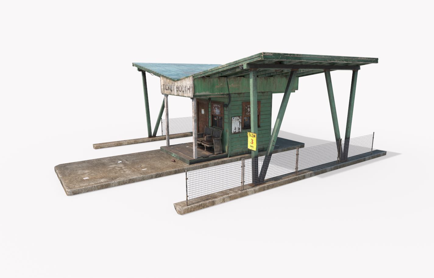 Old Park Entrance And Ticket Booth 3D model | CGTrader