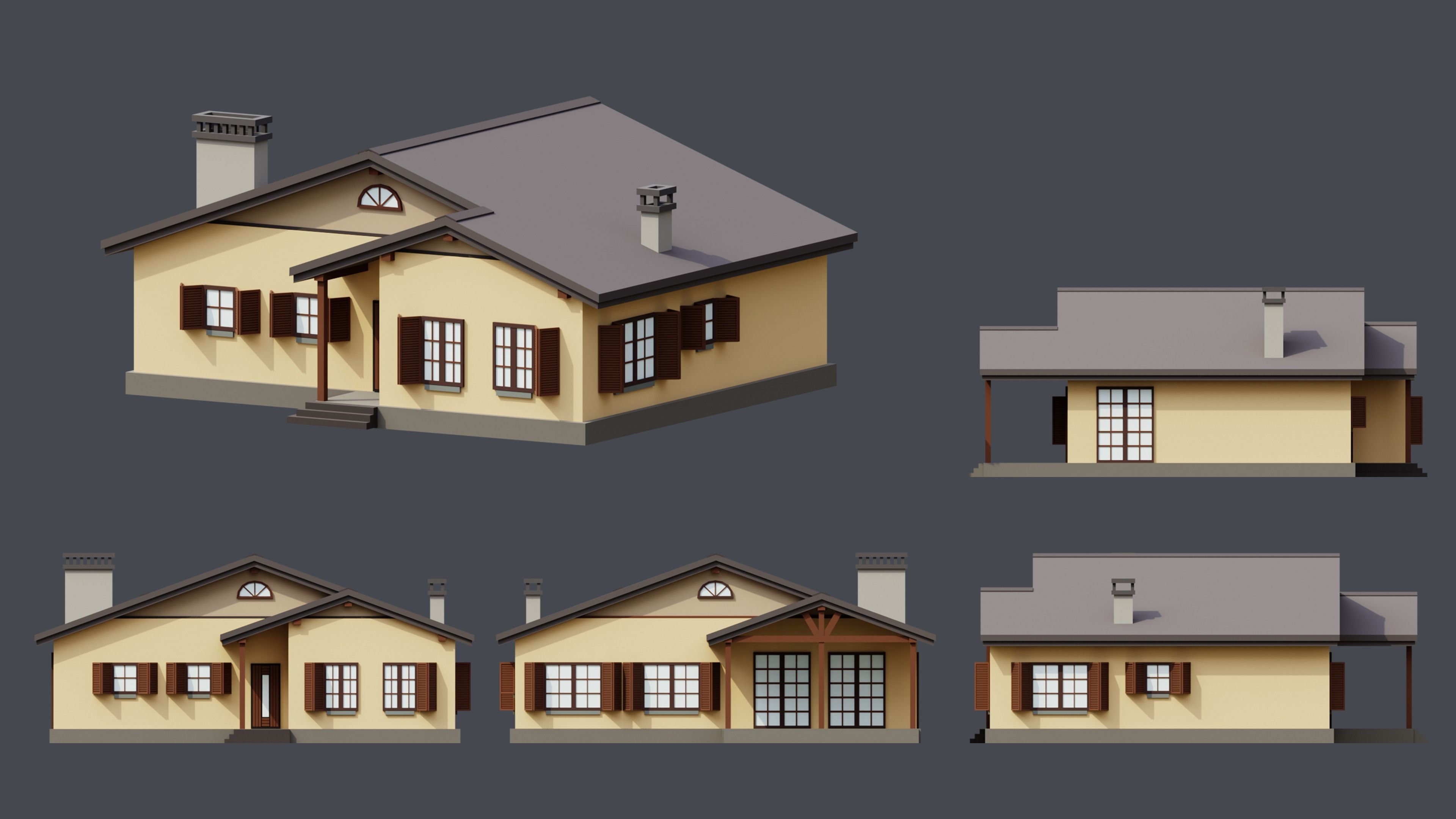 3D model Pack Cottage VR / AR / low-poly | CGTrader