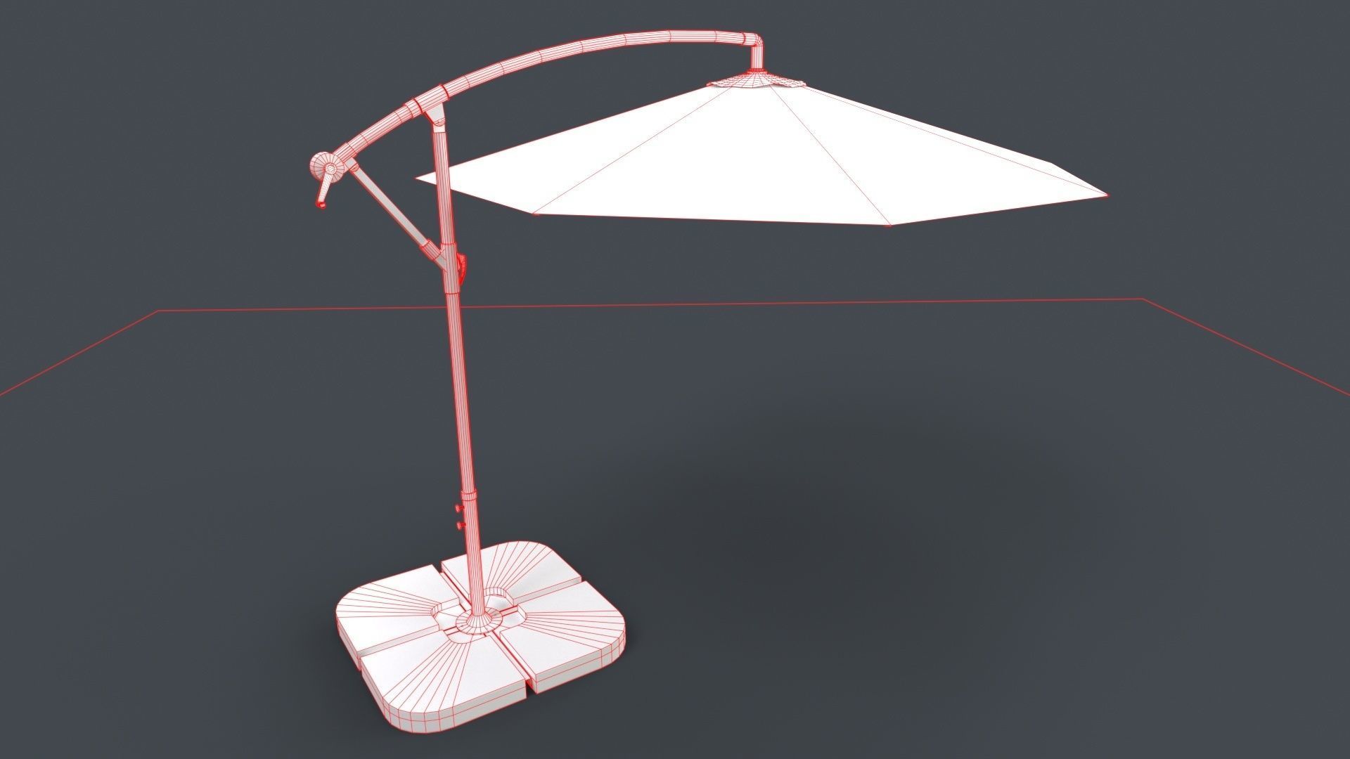 3D model PBR Cantilever Parasol VR / AR / low-poly | CGTrader